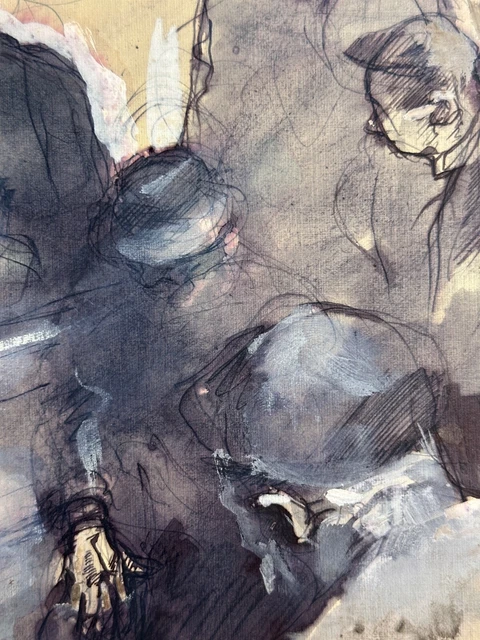 BEAUTIFUL DRAWING JEAN Terles Etude De Characters On Un Bench Parisian ...