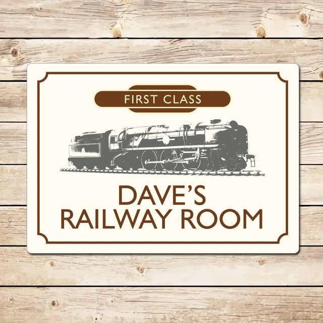 PERSONALISED RAILWAY ROOM Sign, Model Railway Steam Train Gift For Dad ...
