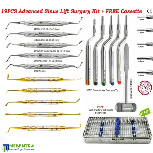 PROFESSIONAL SINUS LIFT Instruments Implant Kit Sinus Elevators ...