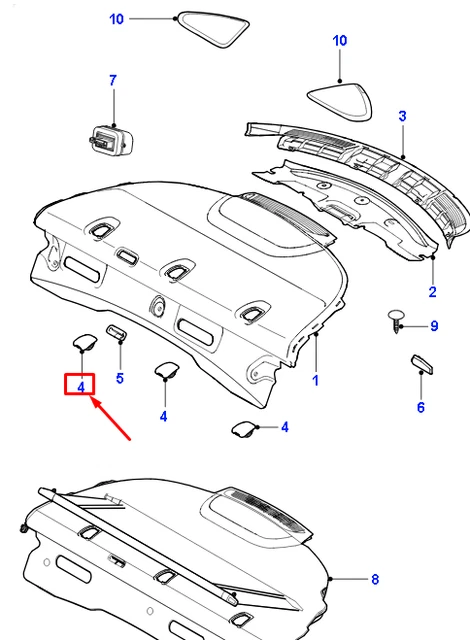 JAGUAR XF X250 Parcel Shelf Cover Bezel C2C22456SEL NEW GENUINE £47.39 ...