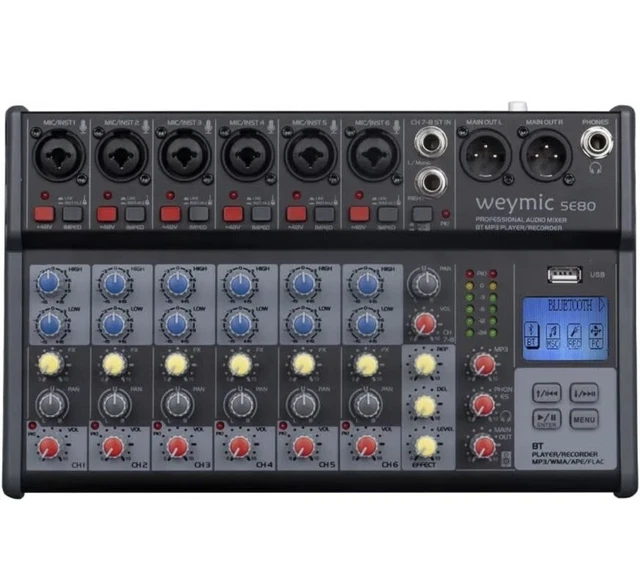 WEYMIC SE-80 PROFESSIONAL Mixer for Recording DJ Stage Karaoke w/USB ...