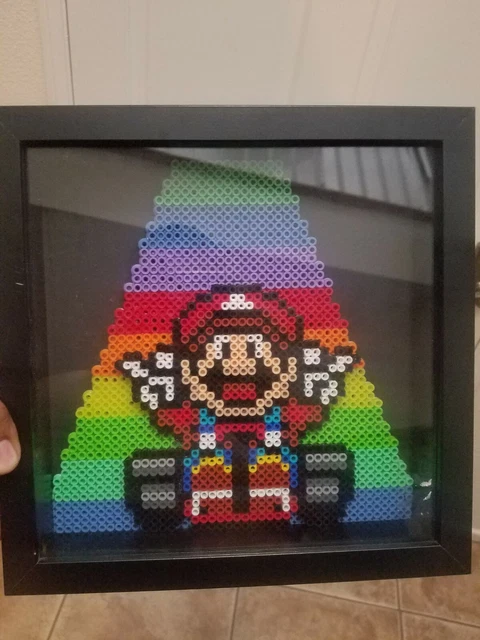 MARIO KART RAINBOW Track Shadow Box Perler Art SNES 8 bits pixels Super ...