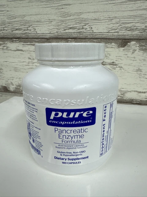 PURE ENCAPSULATIONS PANCREATIC Enzyme Formula Supplement 180 Capsules ...