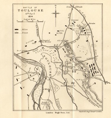 ANTIQUE FOLDING MAP Battle Plan Peninsular War France Battle Of ...