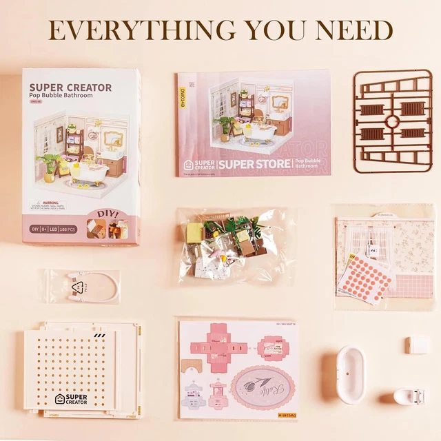 ROBOTIME DIY MINIATURE House Kit Dollhouse Model Building Craft Kit ...