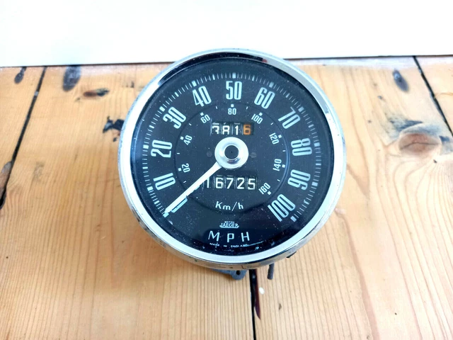 CLASSIC JAEGER SPEEDO Speedometer 100 Mph Rare Smiths Triumph Spitfite ...
