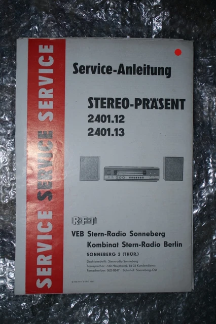DDR RFT VEB Stern-Radio Sonneberg Serviceanleitung Stereo Präsent -1 ...