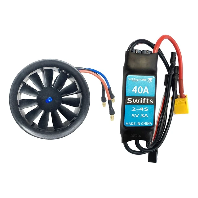 50MM EDF DUCT Fan 4300Kv 11 Propeller Brushless Motor with 40A ESC DIY ...
