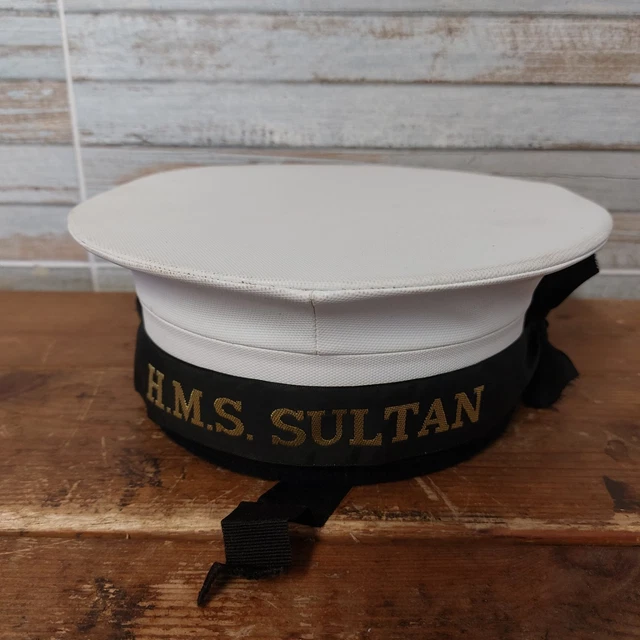 ROYAL NAVY HMS Sultan Ratings Pork Pie Hat and Tally. Size Approx 55cm ...