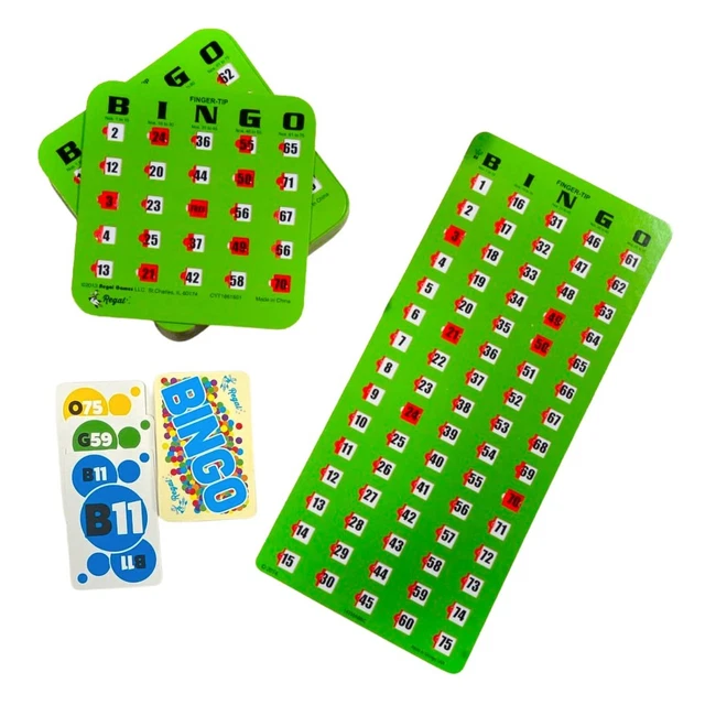REGAL BINGO FINGER-TIP Shutter Bingo Cards Set w/Sliding Windows - 25 ...