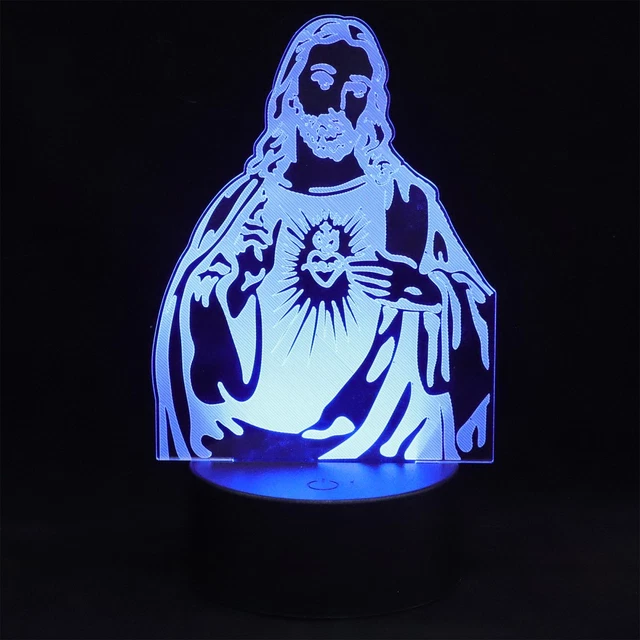 CREATIVE ACRYLIC JESUS Light Acrylic 3D Night Light Cross Jesus Night ...