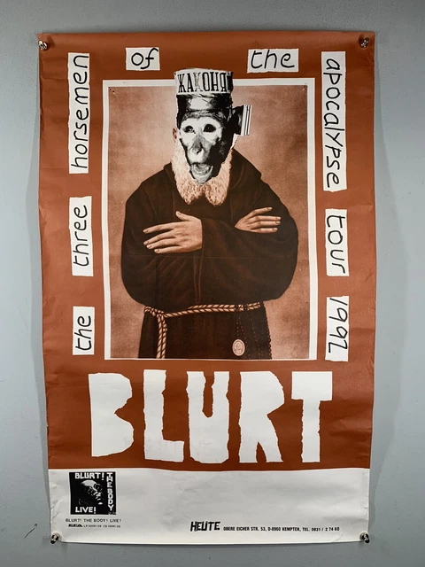 BLURT POSTER ORIGINAL EFA Promo Three Horsemen of the Apocalypse Tour ...