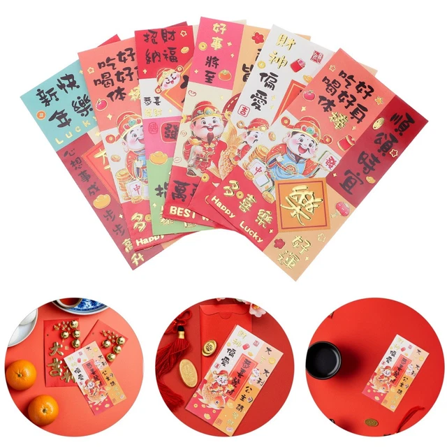 60 PCS PAPER Red Packets Lunar New Year 2026 Traditional Chinese Red ...