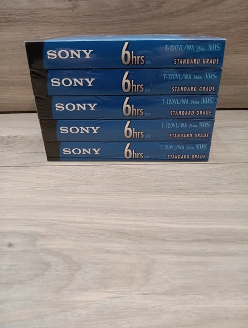 SONY VHS STANDARD Grade VHS Tapes T-120 6hrs 5 Pack. Brand New Sealed £16.61 - PicClick UK