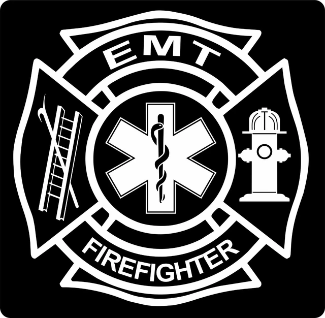 FIRE FIGHTER EMS/EMT Maltese Cross Vinyl Decal Sticker Car Truck Window ...