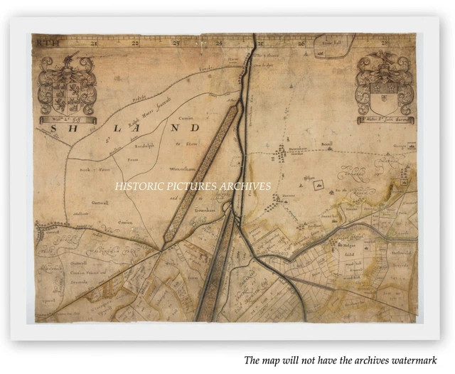 HISTORIC MOUNTED MAP 1658 To Drain The Waterlogged Fens East Anglia ...