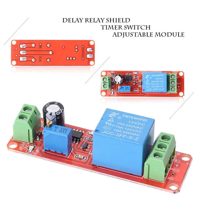DC 12V RELAY Timer Delay Switch Adjustable 0 to 10 Second Shield NE555 ...