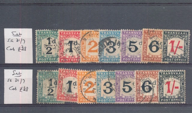 SOUTH AFRICA TRANSVAAL 1907 EVII Postage Due Sets Used (14 Stamps ...