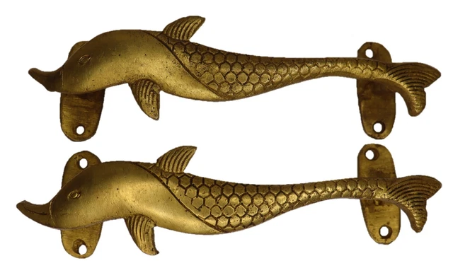 FISH SHAPE DRAWER Window Pull Knob Victorian Style Handmade Brass Door ...