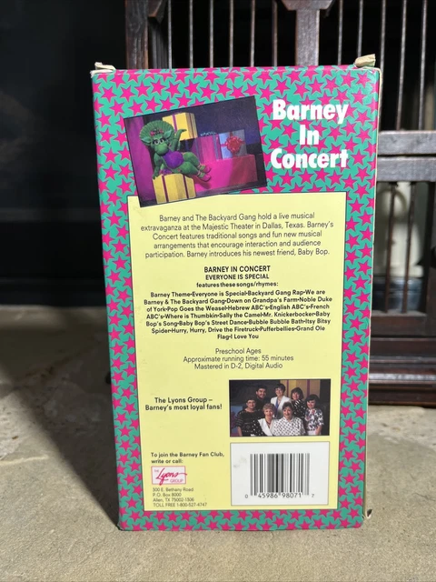 BARNEY IN CONCERT 1991 Original Release VHS Preschool Lyons Group ...