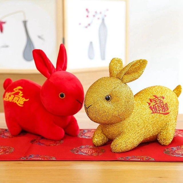 STUFFED RED CHINESE Bunny Mascot Mascot Collection Rabbit Plush Toy ...