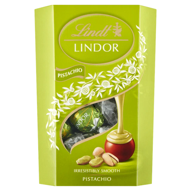 LINDT LINDOR CIOCCOLATO al latte intero con ripieno pistacchio 200 G ...