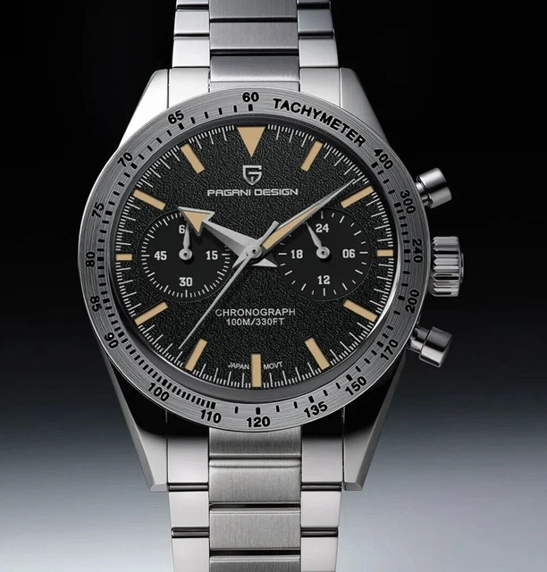 PAGANI DESIGN PD-1766 'Speedmaster 57' Homage Chronograph Watch-Black ...