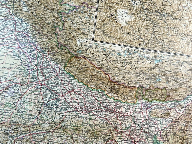 ITALIAN MAP OF India Calcutta Bombay Hyderabad Indian Regions LARGE ...