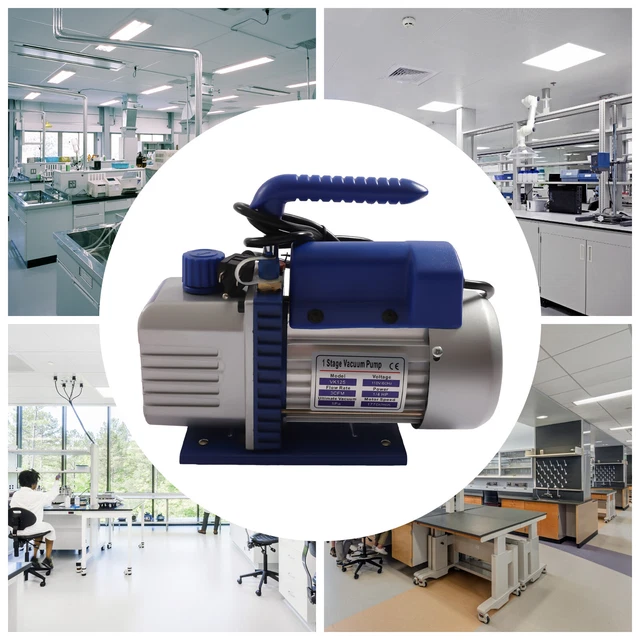 AIR VACUUM PUMP Manifold Gauge Set 3 CFM HVAC + Kit AC A/C 110V VK125 ...