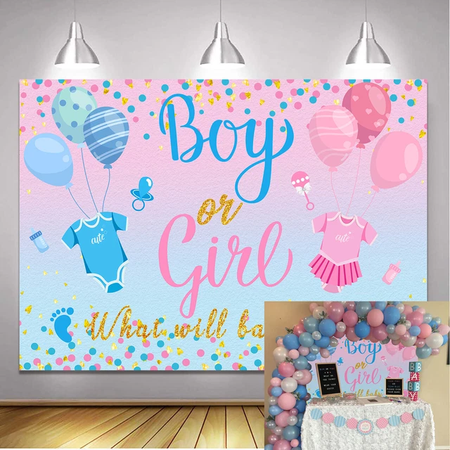 CARTOON CUTE BABY Gender Reveal Backdrop Baby Shower Gender Reveal ...