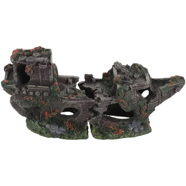 KREATIVES MINI SUNKEN Ship Statue Haushalt Aquarium Schiffswreck ...