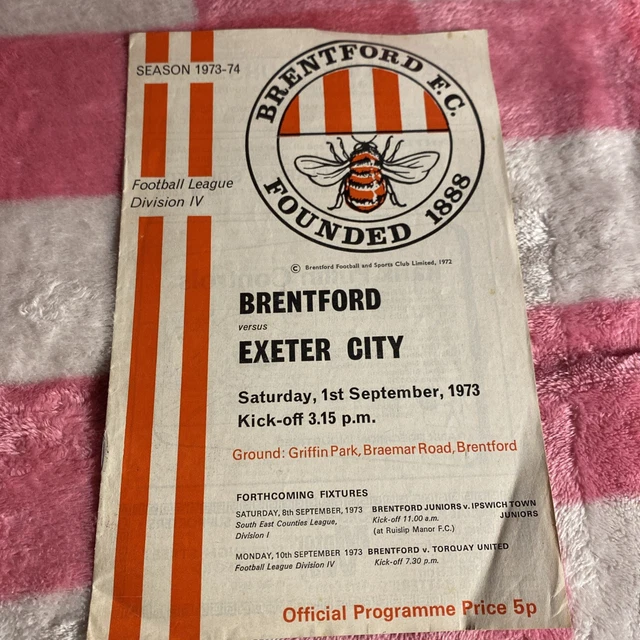 BRENTFORD FC FOOTBALL Programme Magazine - September 1 1973 - Division ...