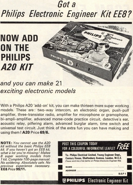 Vintage Philips Electronic Engineer Advert Original 1965 A20 Kit £5