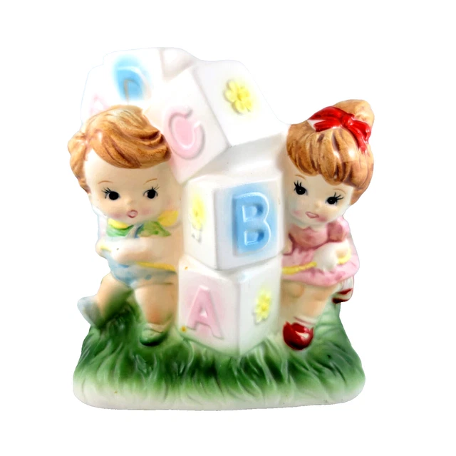 PLANTER VINTAGE RELPO Baby Blocks Children Japan #6575 Nursery Flowers ...