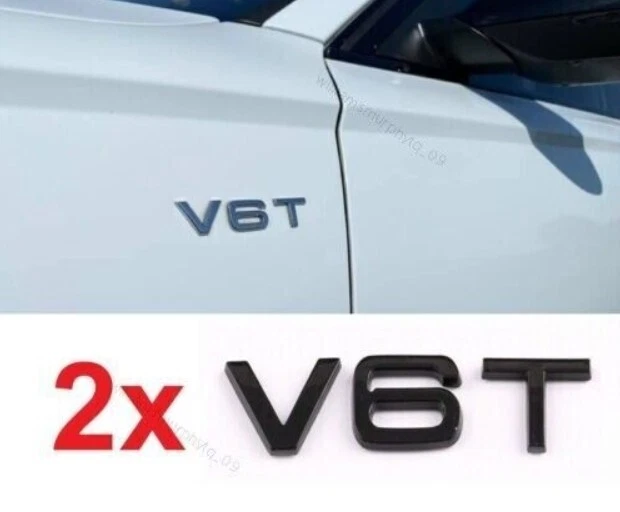 2X V6T EMBLEM Schwarz glänzend Schriftzug für Audi A5 A6 A7 S5 S6 S7 S8 ...