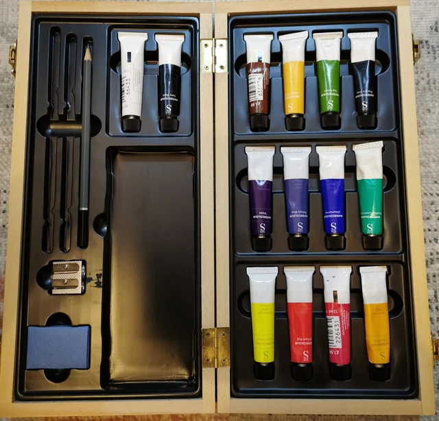 WHSMITH 21 PIECE Watercolour Art Box Quick Drying Bright Transparent ...