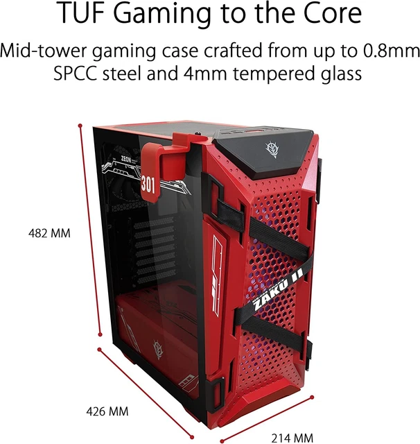 ASUS TUF GAMING GT301 GUNDAM ZAKU II EDITION Red ATX Desktop Computer ...