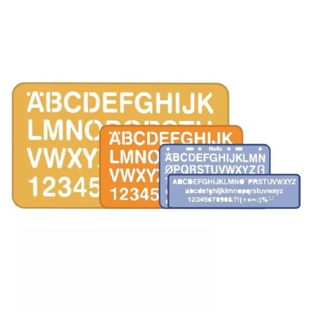 Helix Alphabet Lettering Stencil Set 4 Piece Letters Numbers Upper Lower Case £449 Picclick Uk