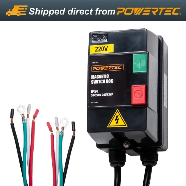 POWERTEC 71739 3-PHASE Magnetic Switch Box, 220-240V, 3 HP, UL Approved ...