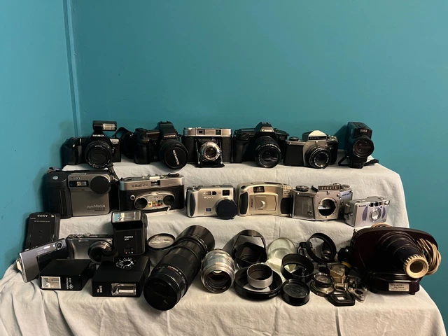 VINTAGE CAMERAS COLLECTION and Lens Lot, Flashs and lenses $849.00 ...