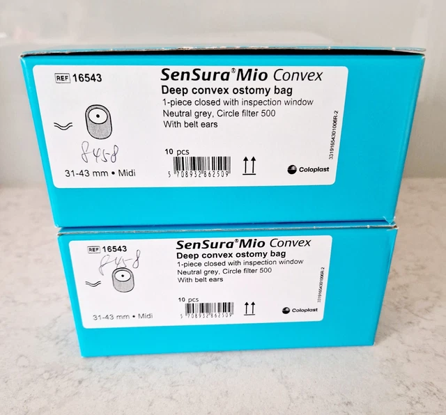17 X COLOPLAST SenSura Mio Deep Convex Ostomy Closed Bag REF 16543 43mm ...