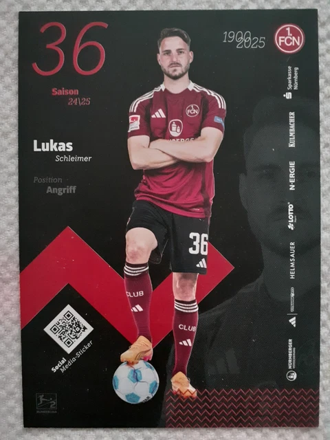AUTOGRAMMKARTE LUKAS SCHLEIMER 1. FC Nürnberg Saison 2024/2025 EUR 1,00 ...
