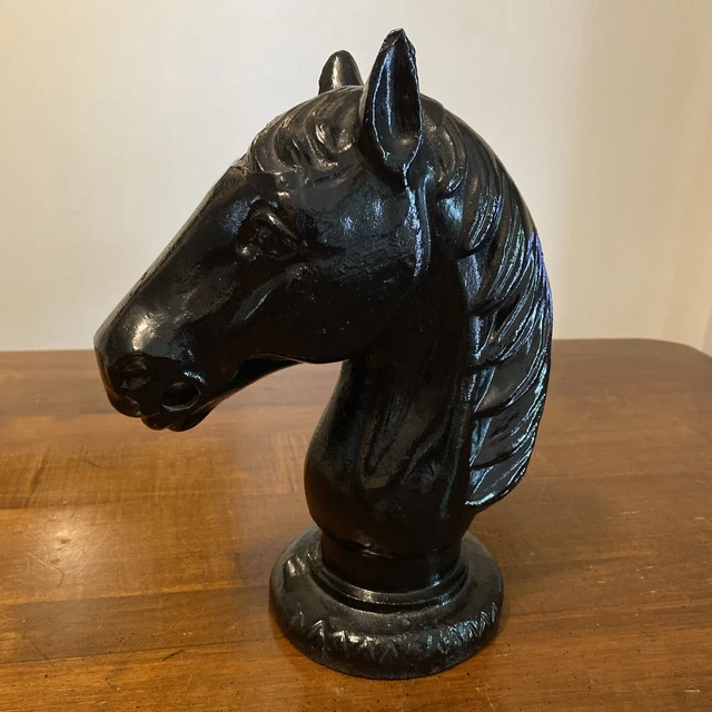 ANTIQUE CAST IRON Horse Head Hitching Post Topper Large VTG Table ...