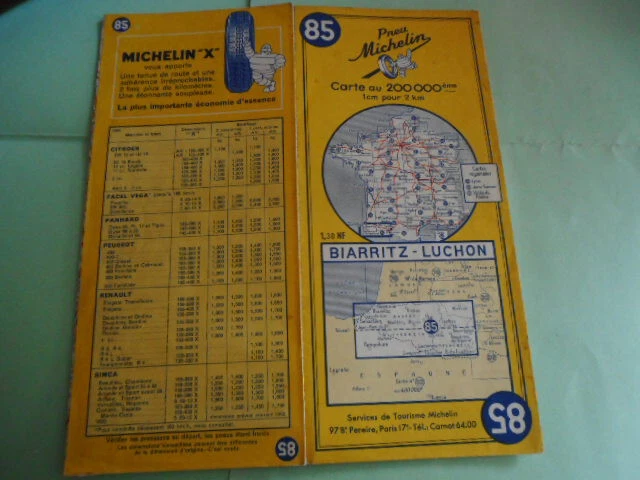 MICHELIN CARTE 85 Biarritz Luchon France 1962 Maps Karte Cartolina EUR ...