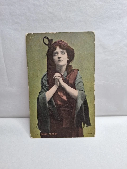 EDWARDIAN ACTRESS MISS Agnes Fraser Postcard Photo Sent 1904 Clasped Hands £3.95 - PicClick UK