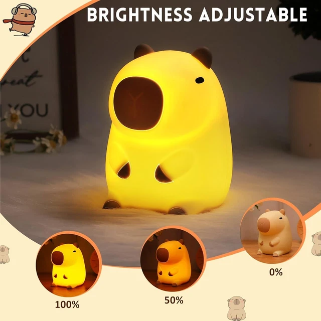 CUTE CAPYBARA NIGHT Light, Silicone Rechargeable LED Animal Lamp with ...