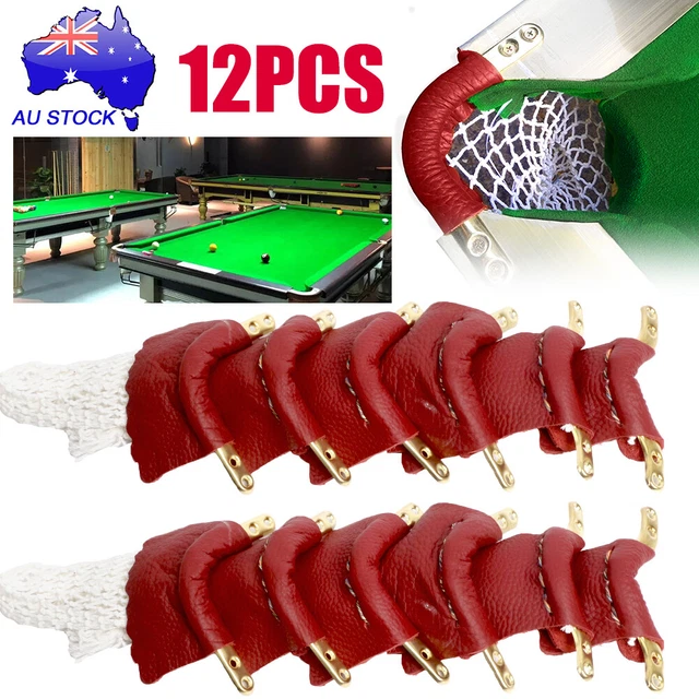 6/12X LEATHER SNOOKER Table Net Pockets Set Replacement Billiard Pool ...