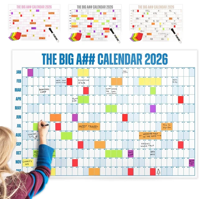 THE BIG CALENDAR 2026 Full-Year Wall Calendar,Large Wall Planner, Dry ...