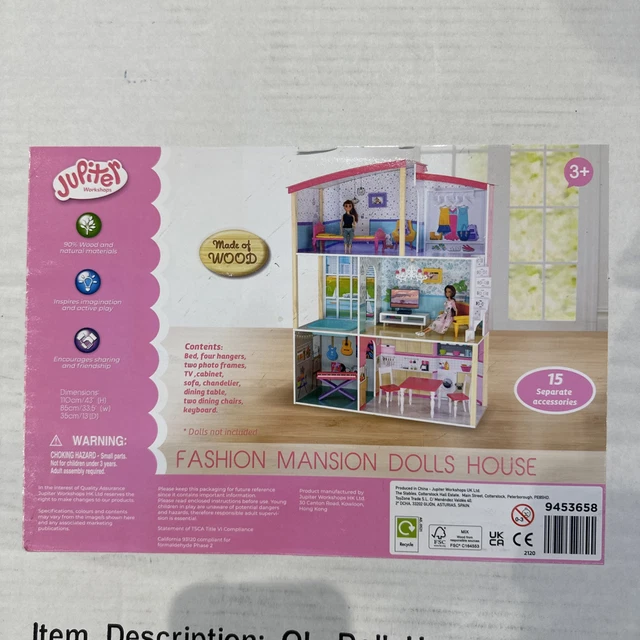 JUPITER WORKSHOPS FASHION Mansion Dolls House - No Furniture £50.00 ...