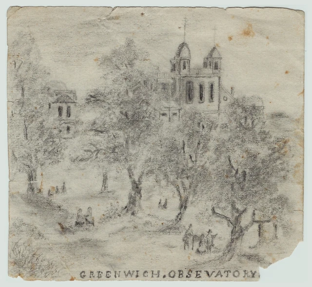 ROYAL OBSERVATORY GREENWICH - Folk Art? Sketch - RARE -SUPER - 1840s ...